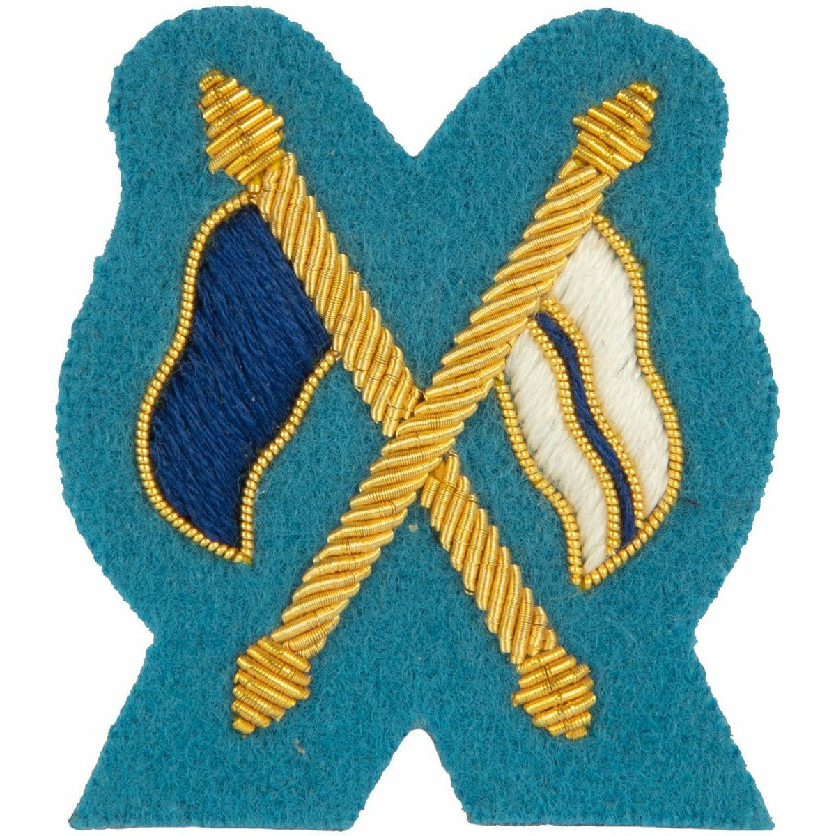 Mess Dress- Qualification Badge - Signaller (X Flags)- Gold on Blue B ...